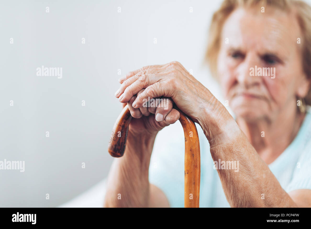 Walking aid stick old age lady woman elderly hi-res stock photography ...