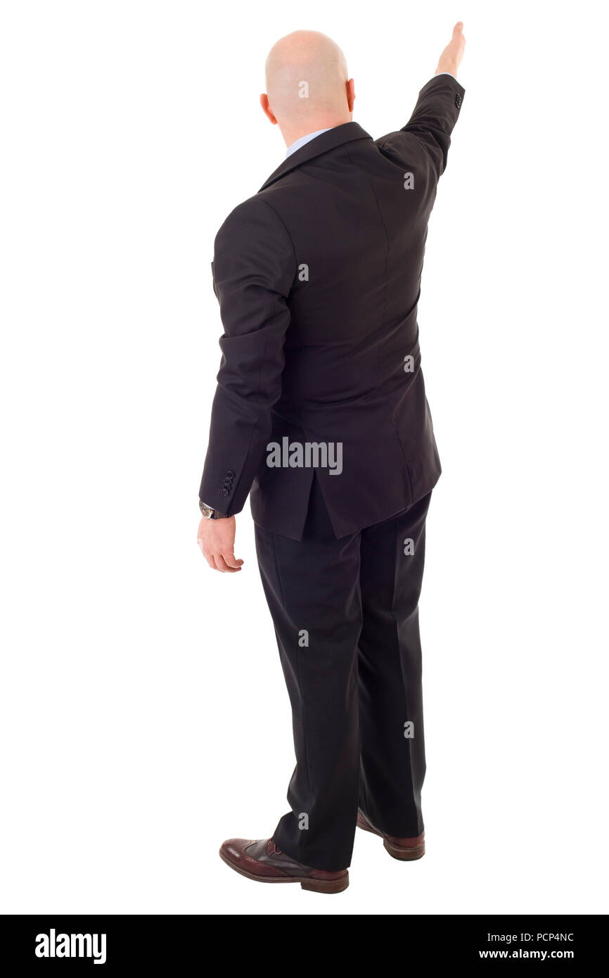 Back view of a business man pointing hand, isolated Stock Photo - Alamy
