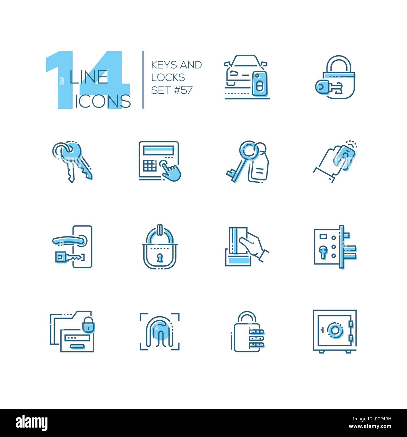 Keys and locks - modern thin line design icons set Stock Vector Image ...