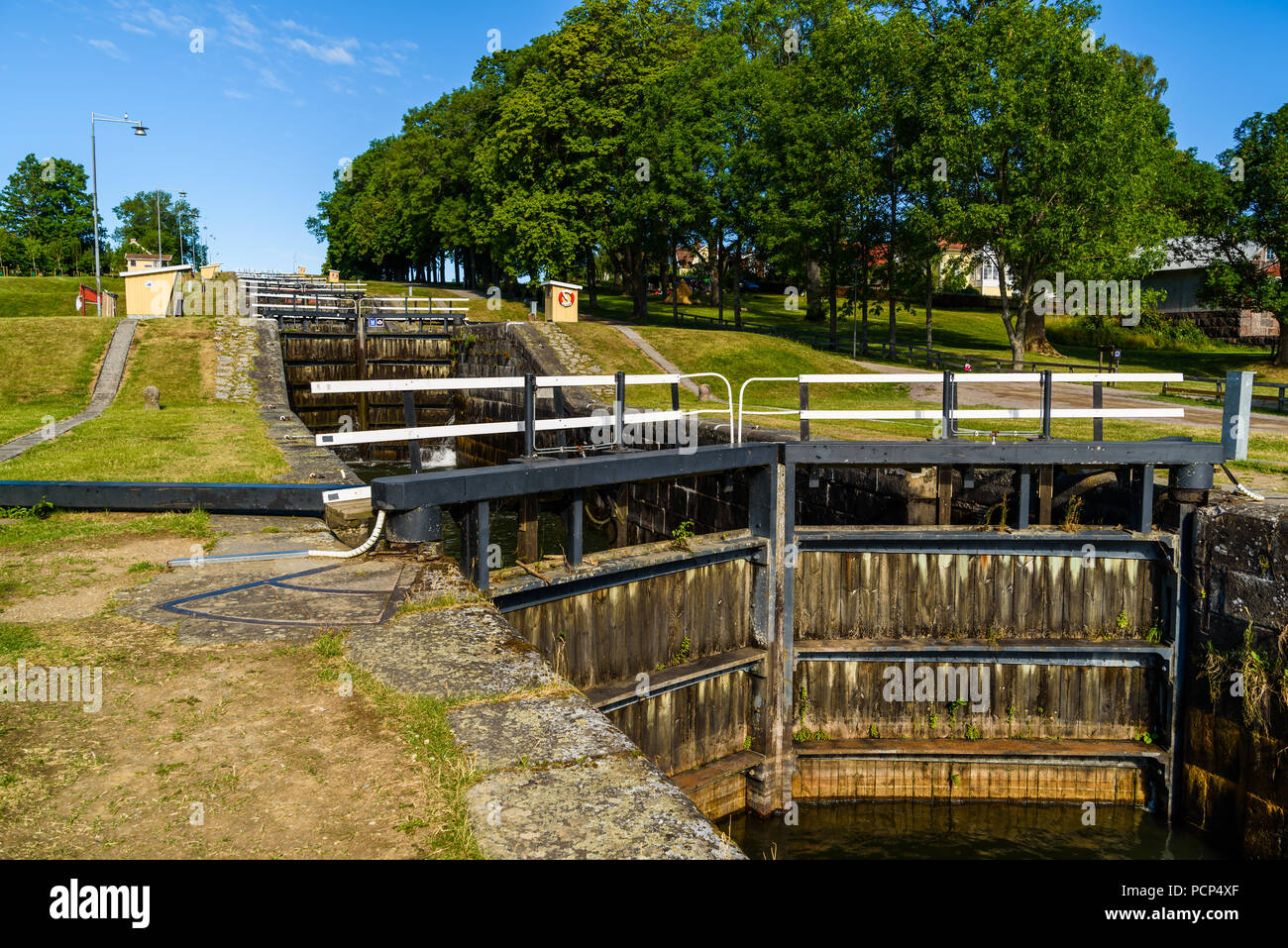 Canal locks on Gota canal at Berg, Sweden Stock Photo - Alamy