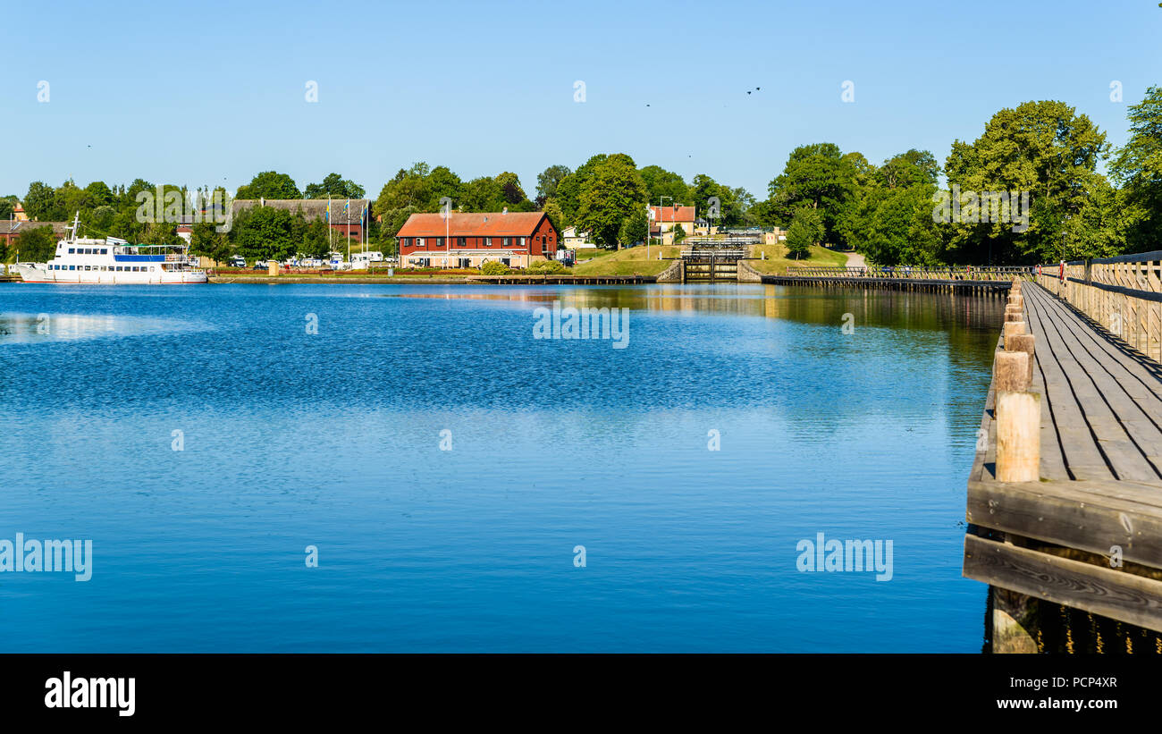 Berg, Sweden - June 30, 2018: The Gota canal marina on an ordinary ...