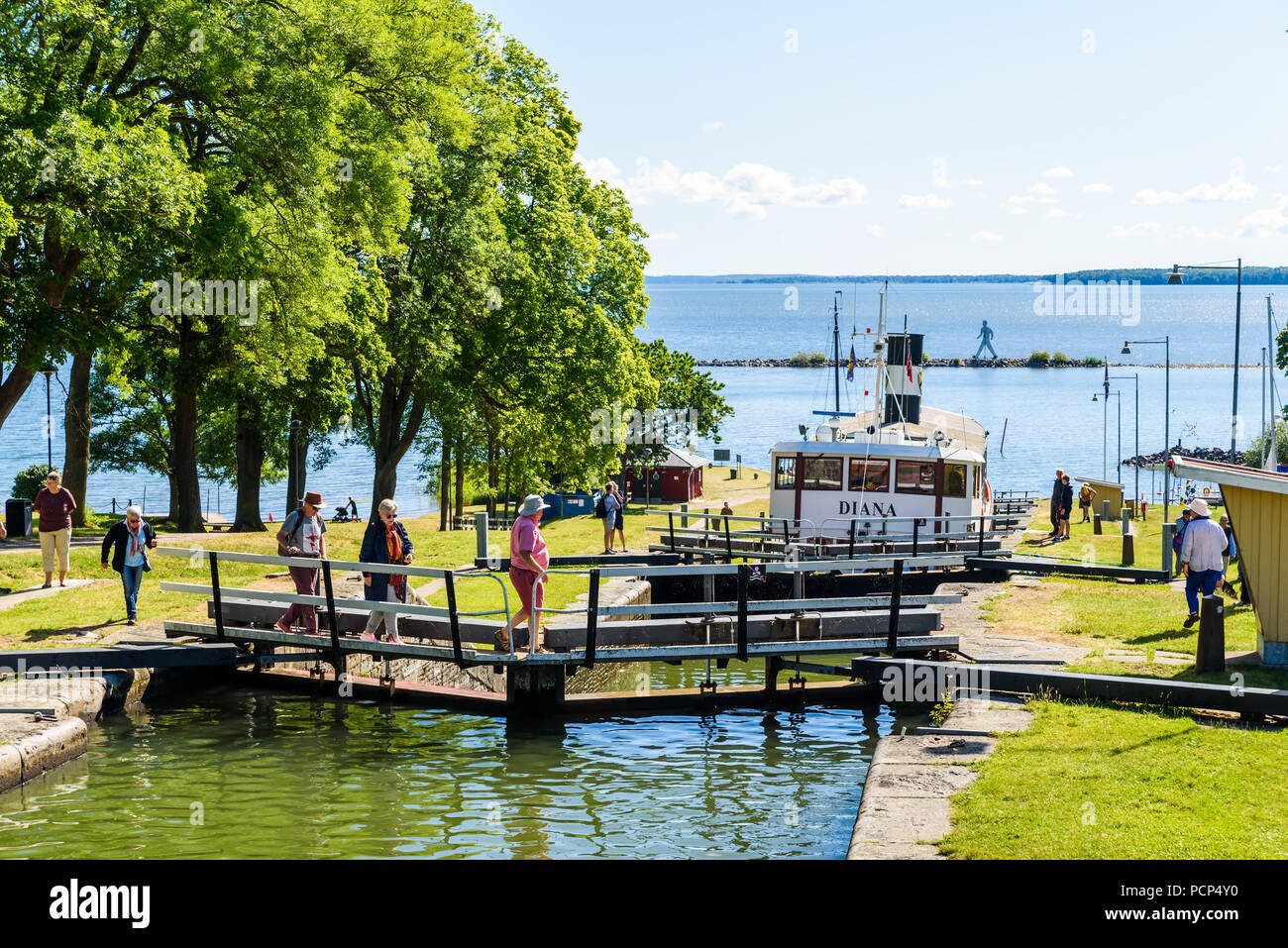 Berg, Sweden - June 30, 2018: The passenger boat Diana climbing the ...