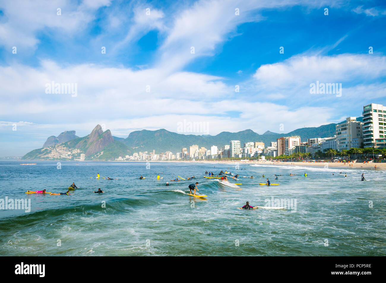 Early morning at Arpoador, a popular surf spot and surf school in ...