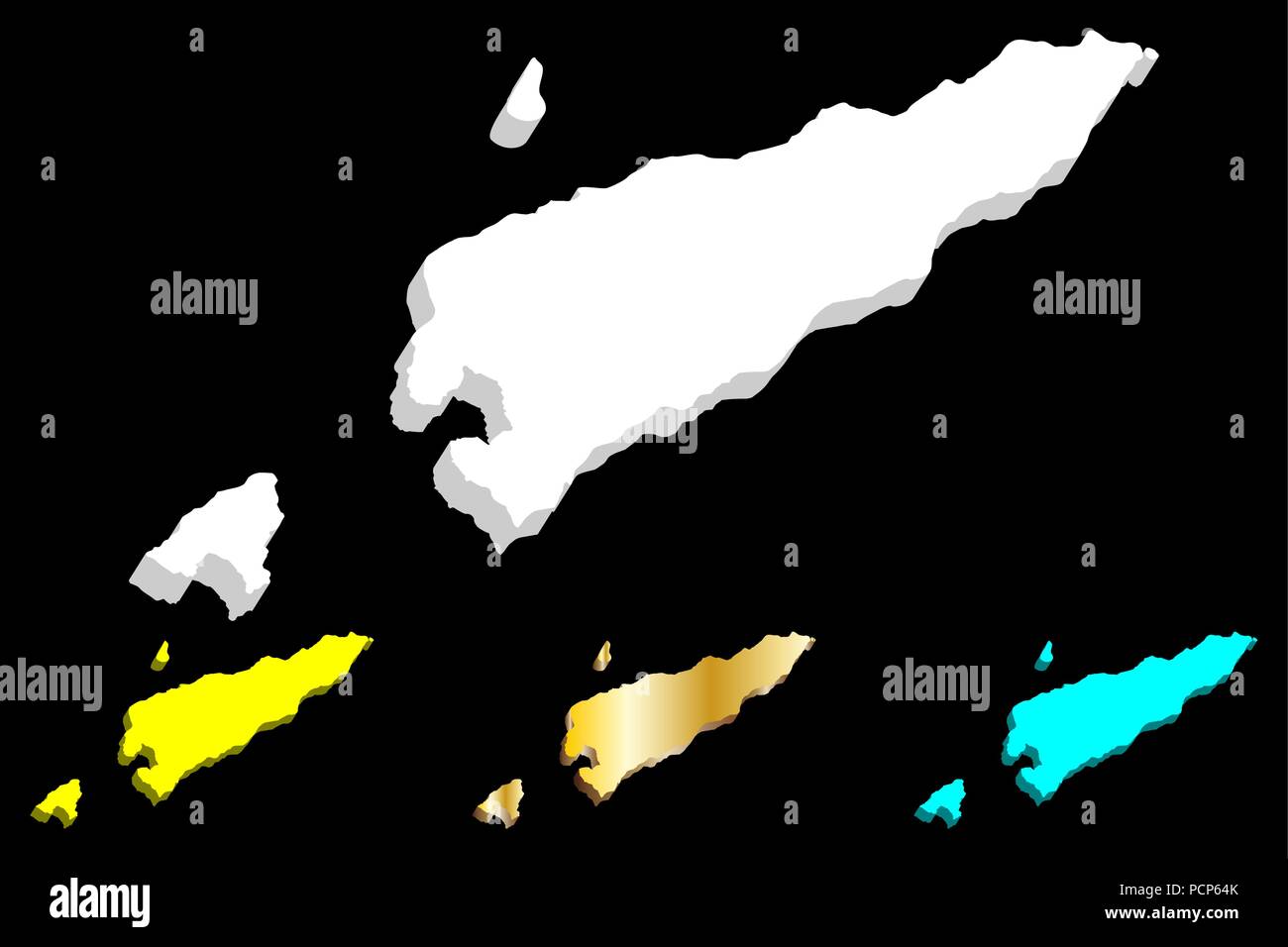 3D map of East Timor (Democratic Republic of Timor-Leste) - white ...