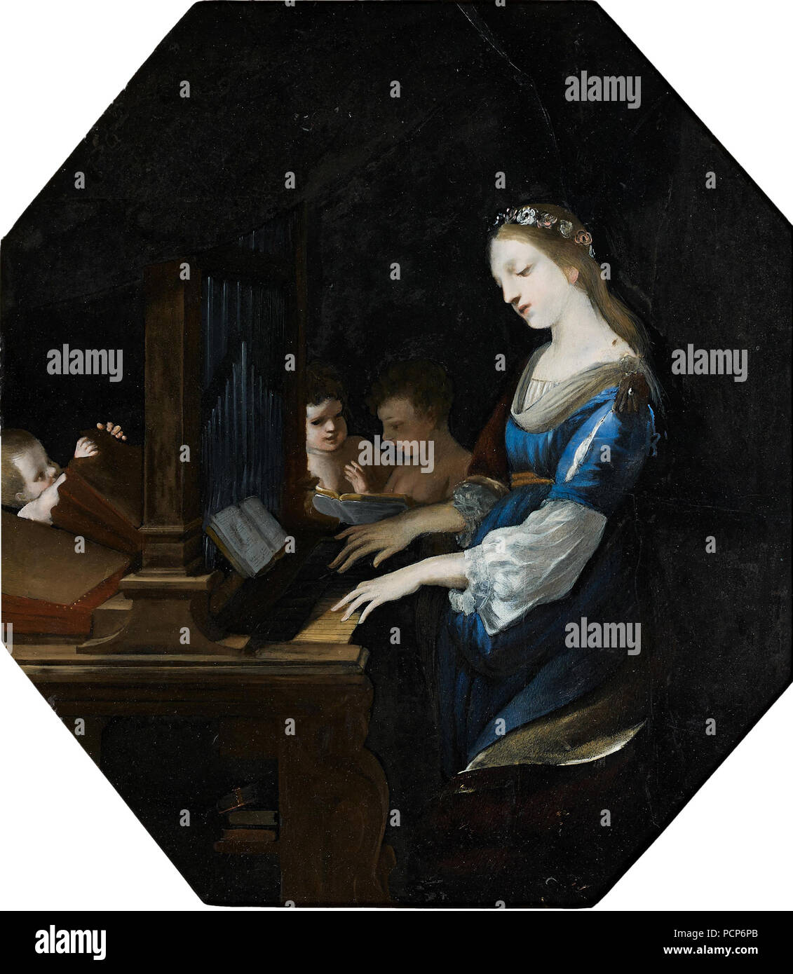 Saint Cecilia playing the organ Stock Photo - Alamy