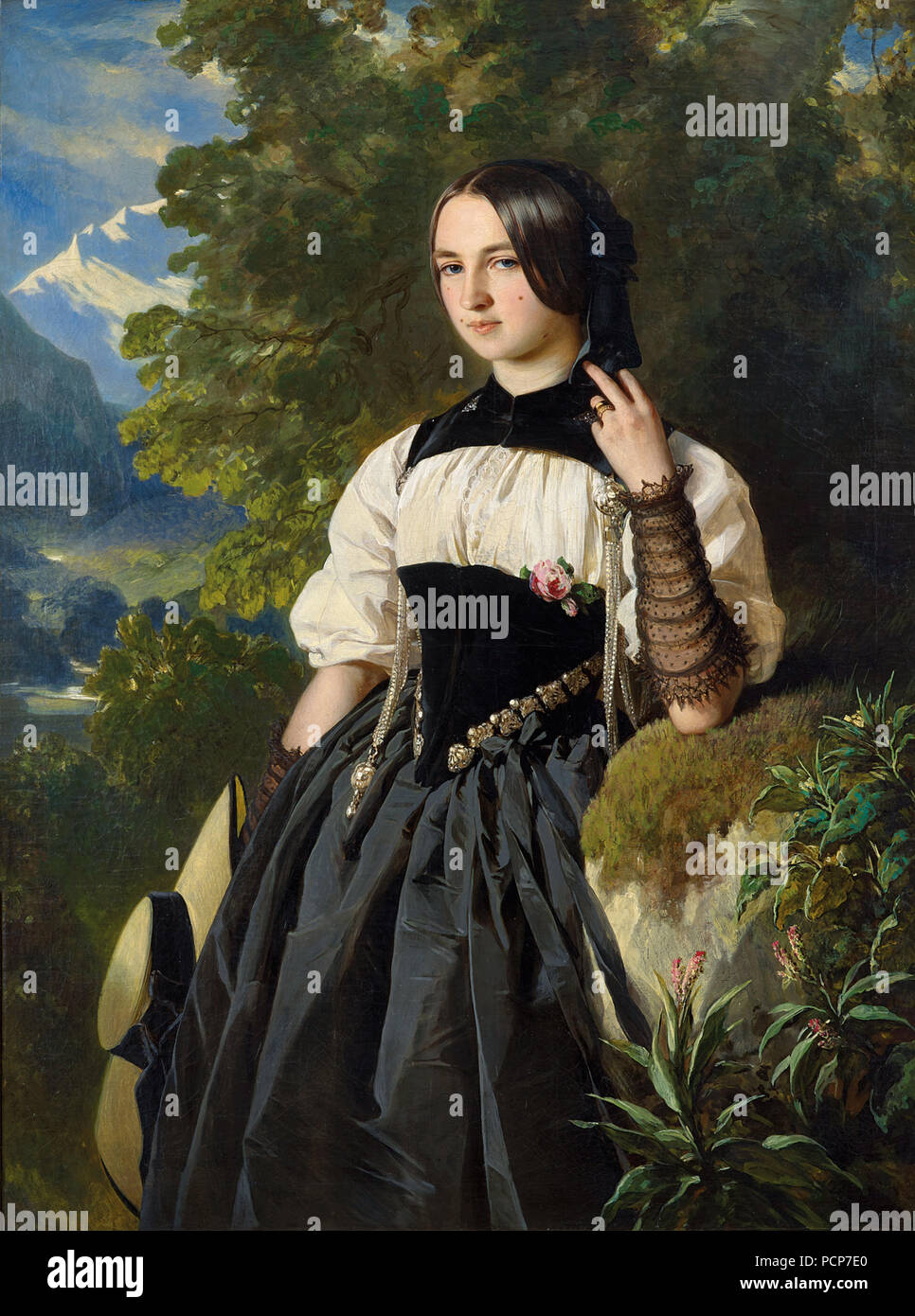 Young Swiss girl from Interlaken, 1840 Stock Photo - Alamy