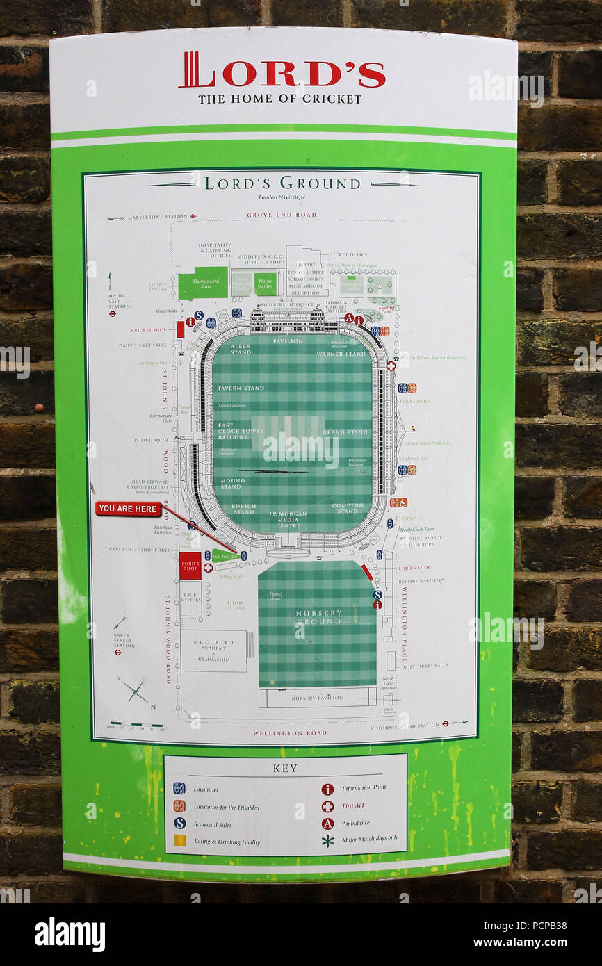 A map of the ground ahead of Middlesex CCC vs Lancashire CCC ...