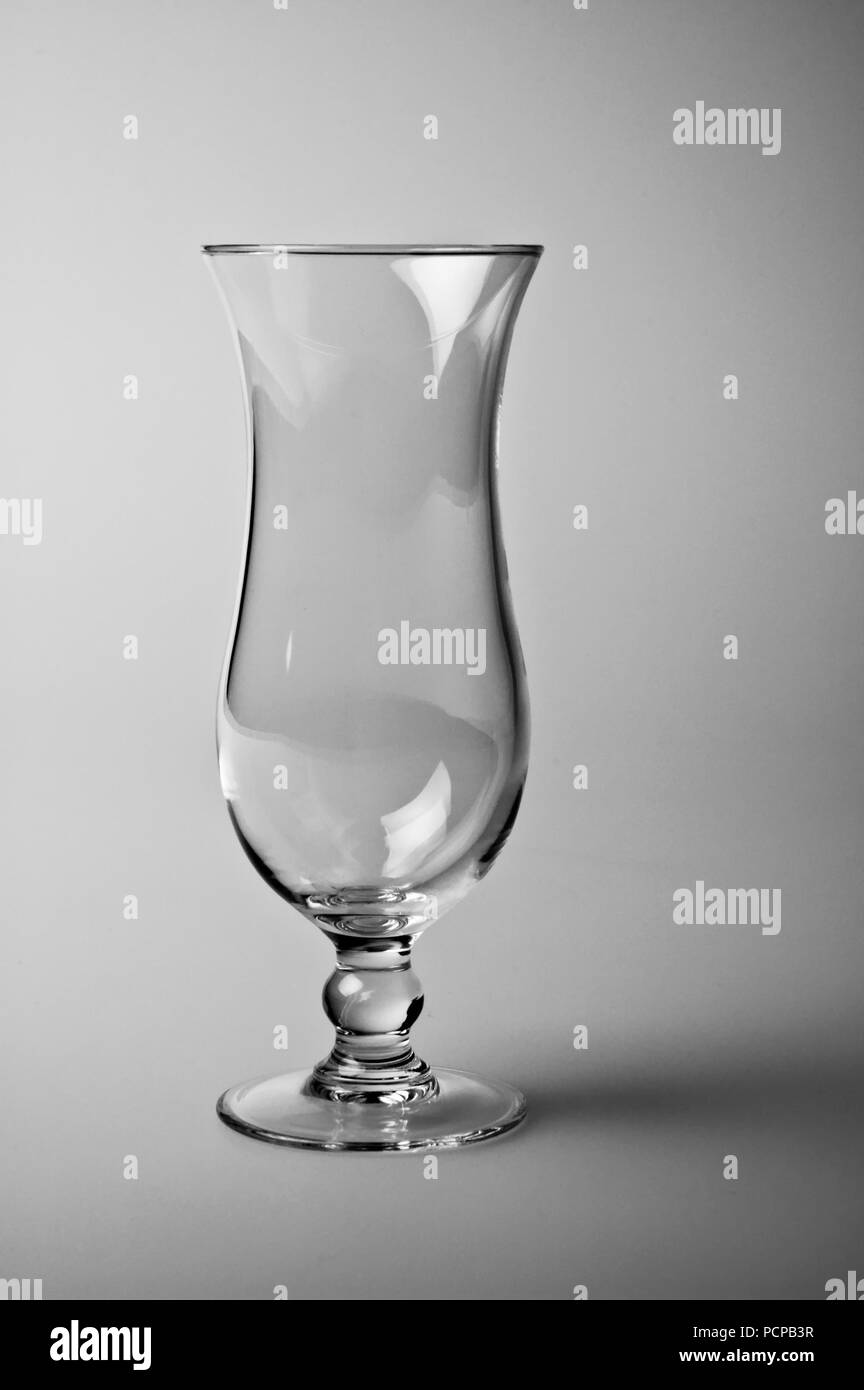 Still life with one empty single modern transparent and fragile ...