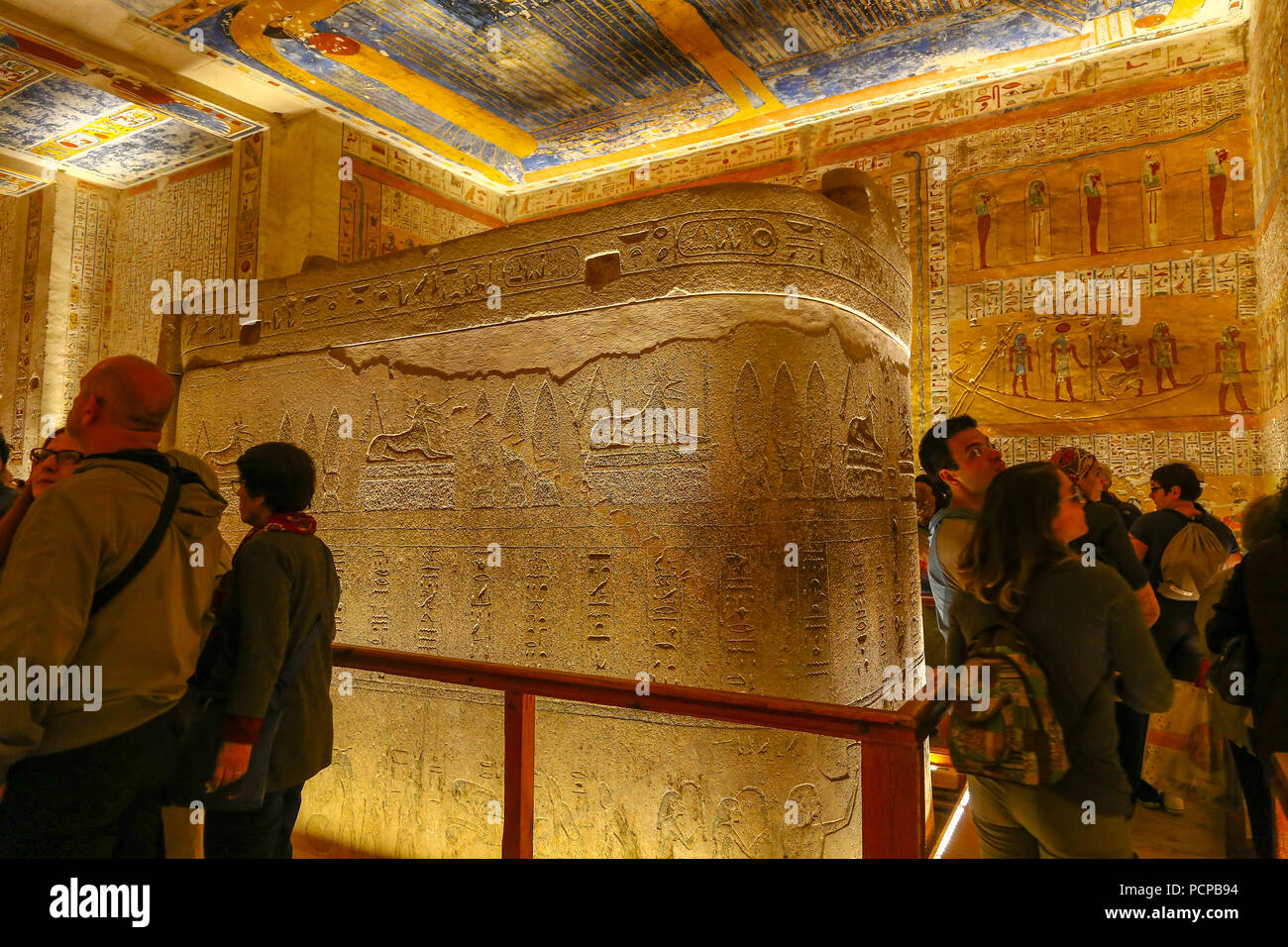 Hieroglyphics inside the tomb of Ramses iv or Ramesses iv (KV2) in the ...