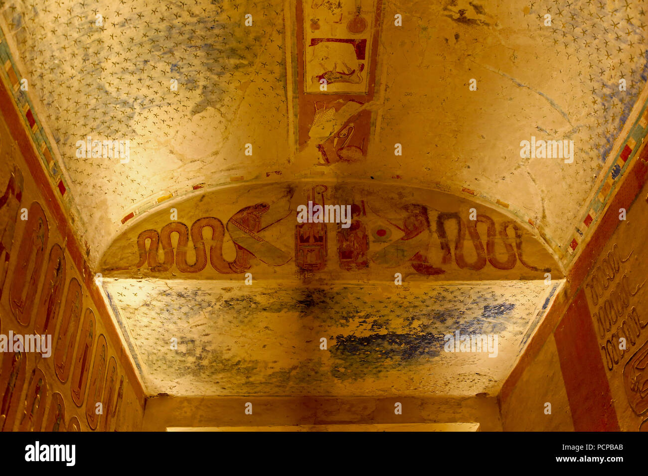 Hieroglyphics inside the tomb of Ramses iv or Ramesses iv (KV2) in the ...