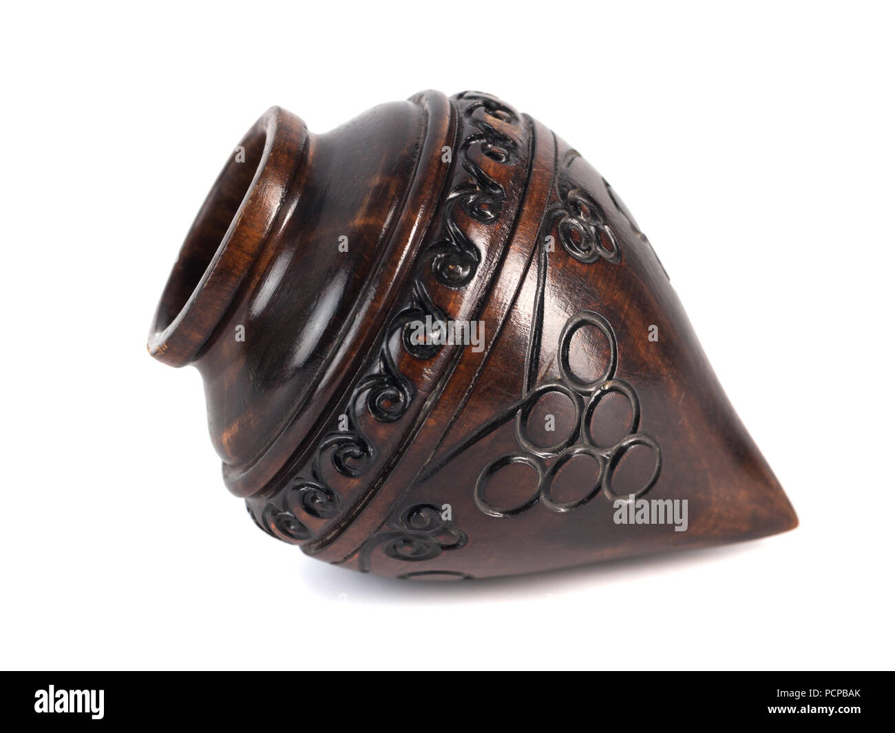 traditional Georgian ceramic utensils (chinchila, kvevri) for wine on a ...