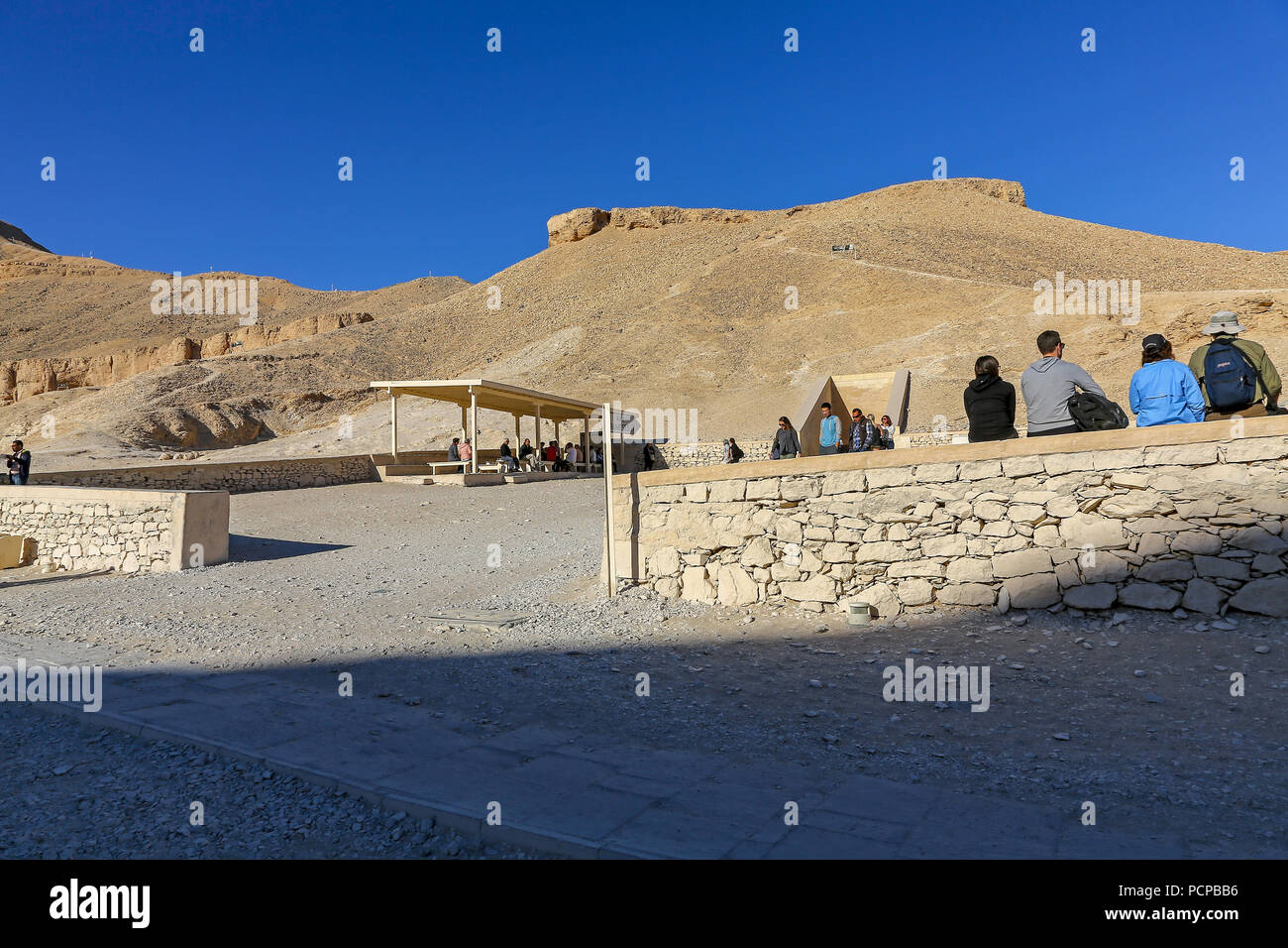 Outside the tomb of Ramses iv or Ramesses iv (KV2) in the Valley of the ...