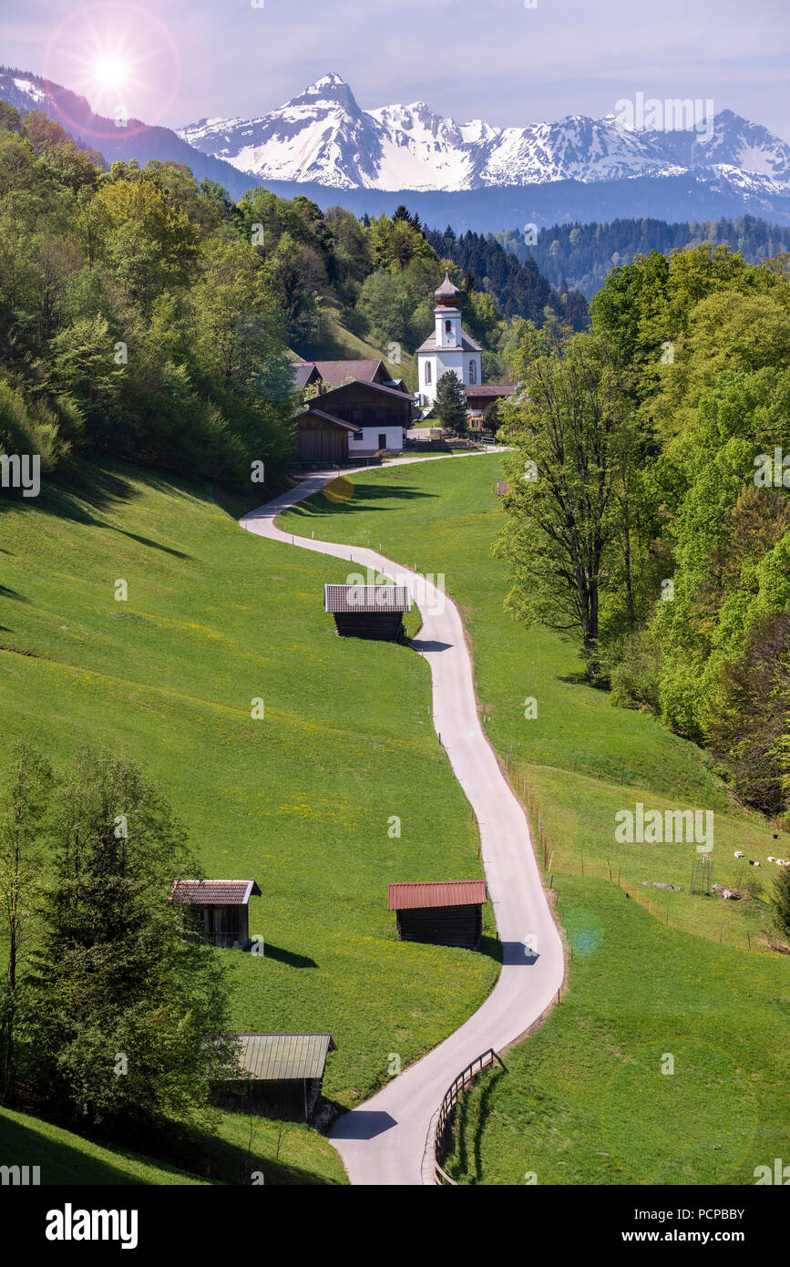 landscape nearby city Garmisch with mountain range Zugspitze Stock ...