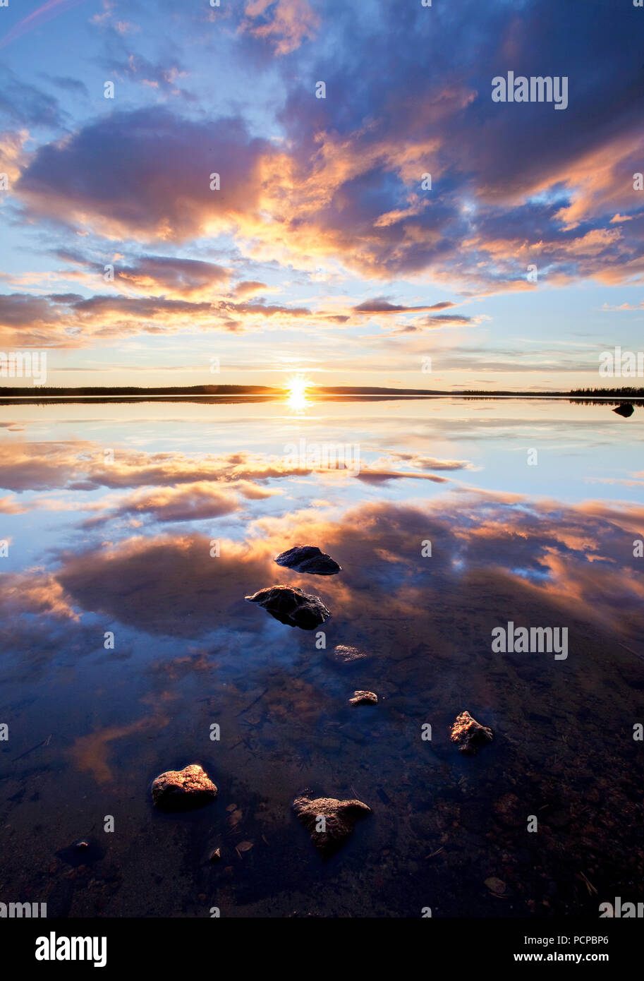 Sunset in Muonio, Lapland, Finland Stock Photo - Alamy