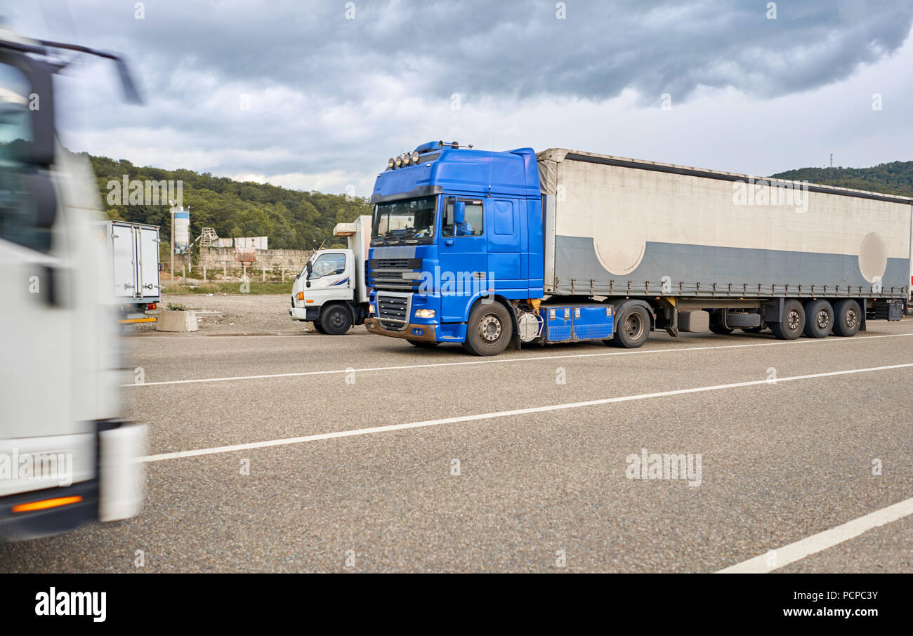 big truck driving on the highway Stock Photo - Alamy