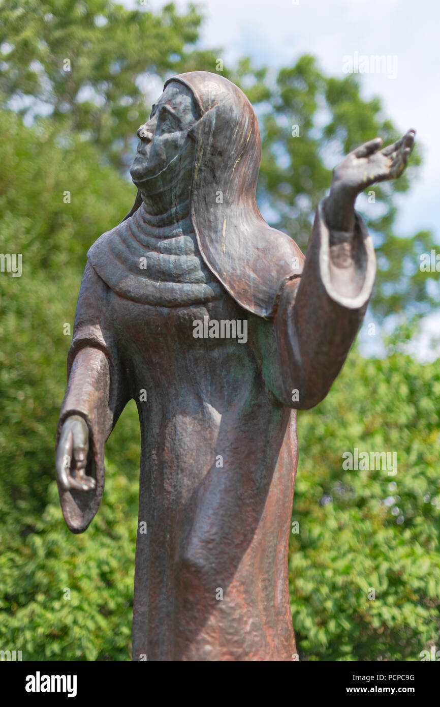 FINSTA, SWEDEN, AUGUST 2, 2018: Closeup of the bronze statue of Saint ...