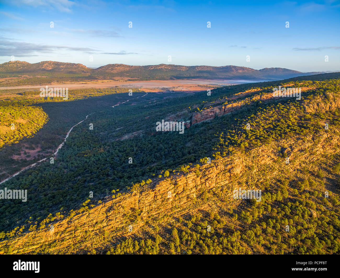 Aerial landscape of South Australian outback at sunset Stock Photo - Alamy