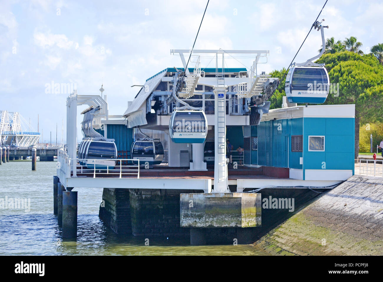Lisbon, Portugal: Cable cars platform in Expo98 city. Cable Cars are ...
