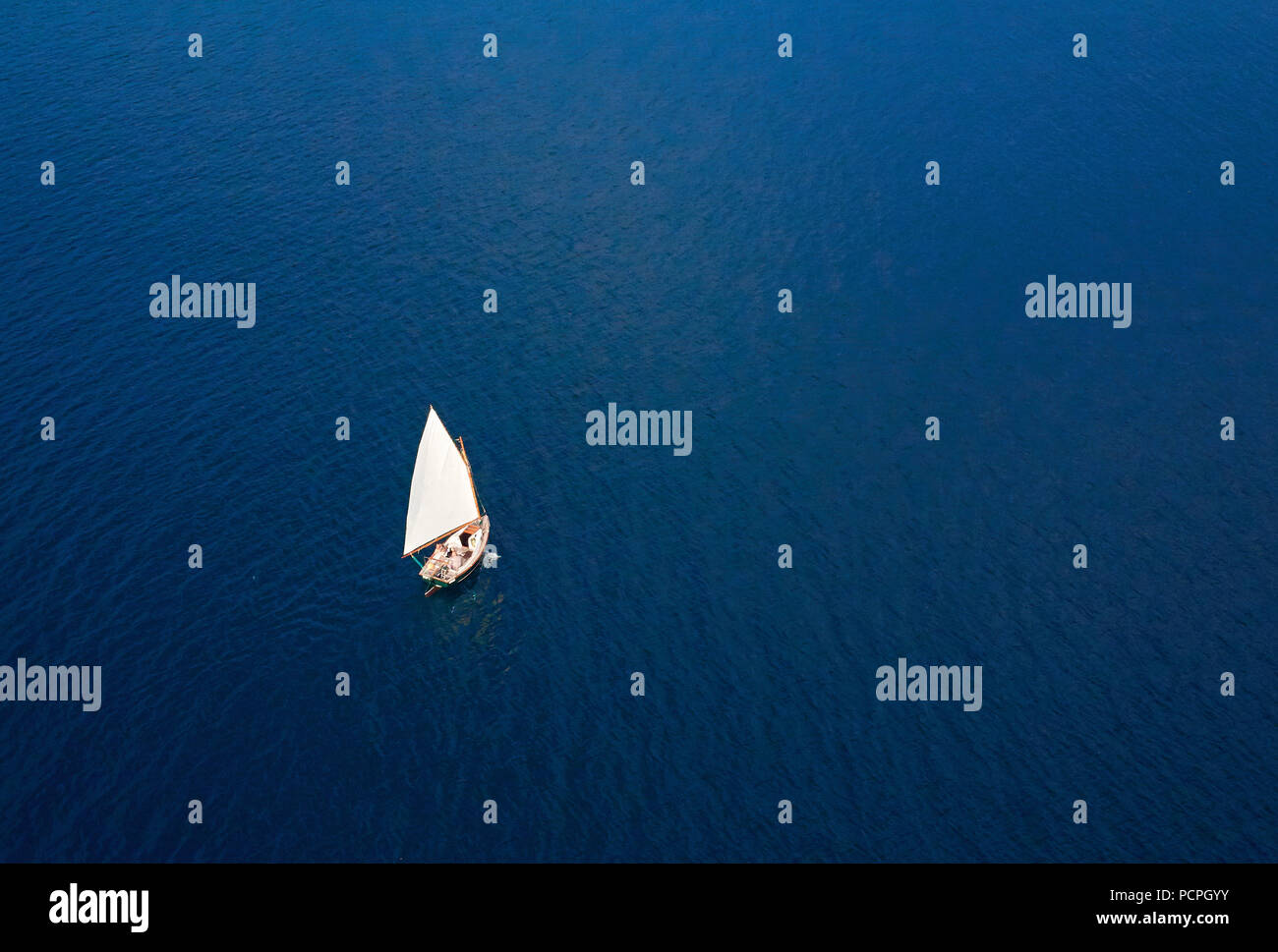top view of the sailboat in the sea Stock Photo - Alamy