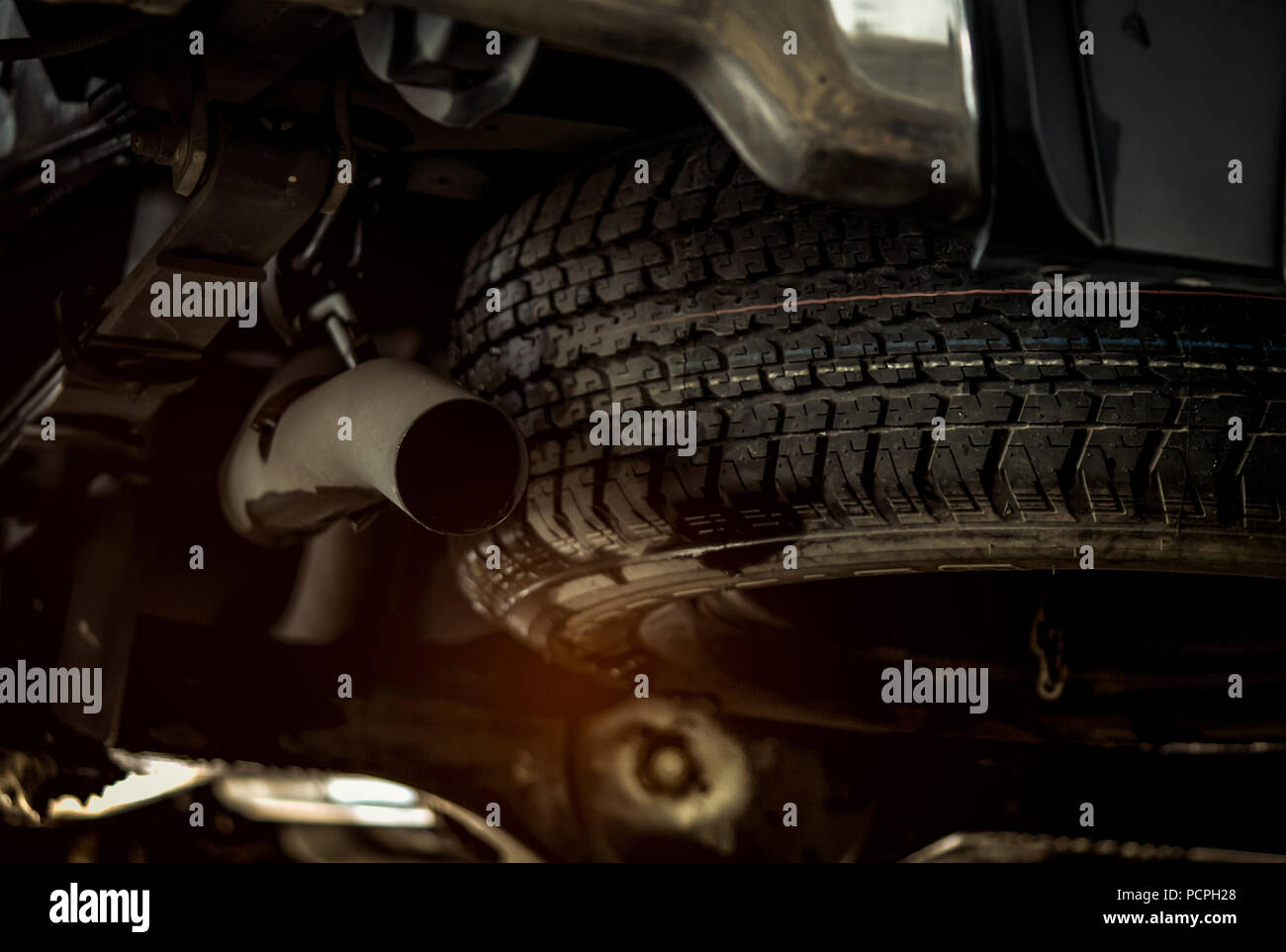 Spare wheel under truck hi-res stock photography and images - Alamy