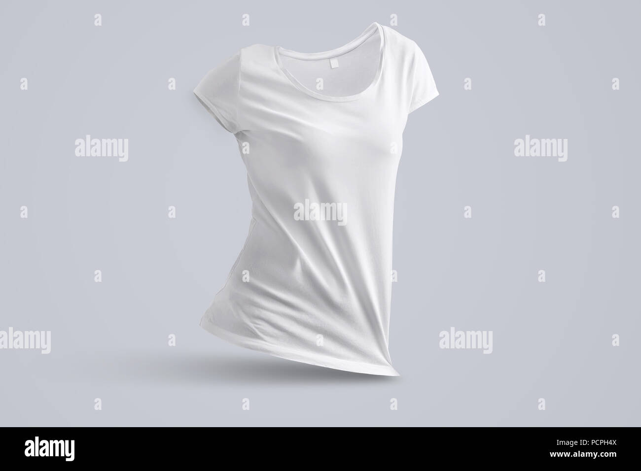 Universal mockup with shape of the blank female t-shirt without body ...