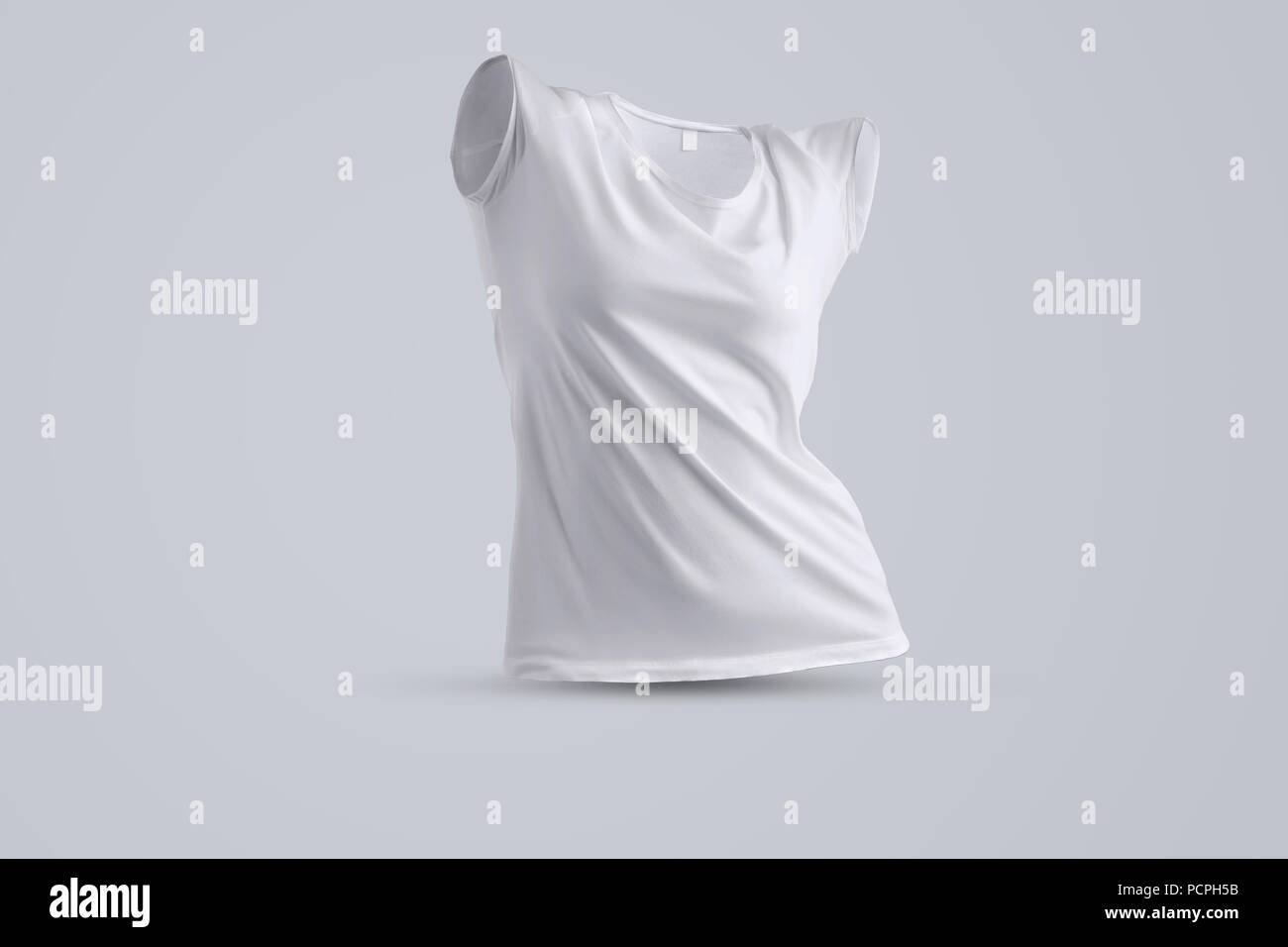 Universal mockup with shape of the white female t-shirt without body ...
