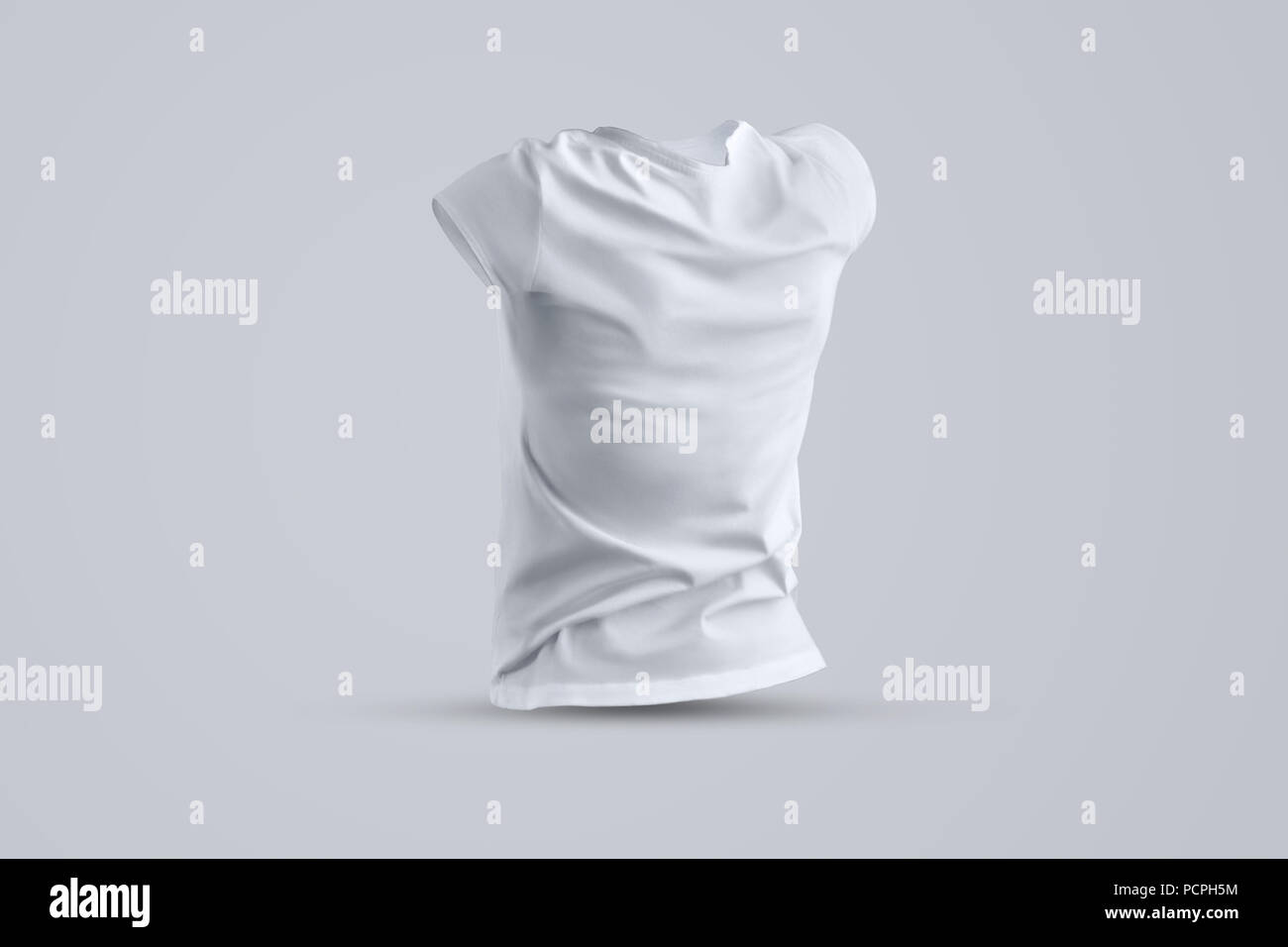 Universal mockup with shape of the white female t-shirt without body ...