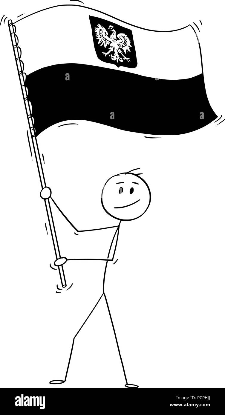 Cartoon of Man Waving the Flag of Republic of Poland Stock Vector Image ...