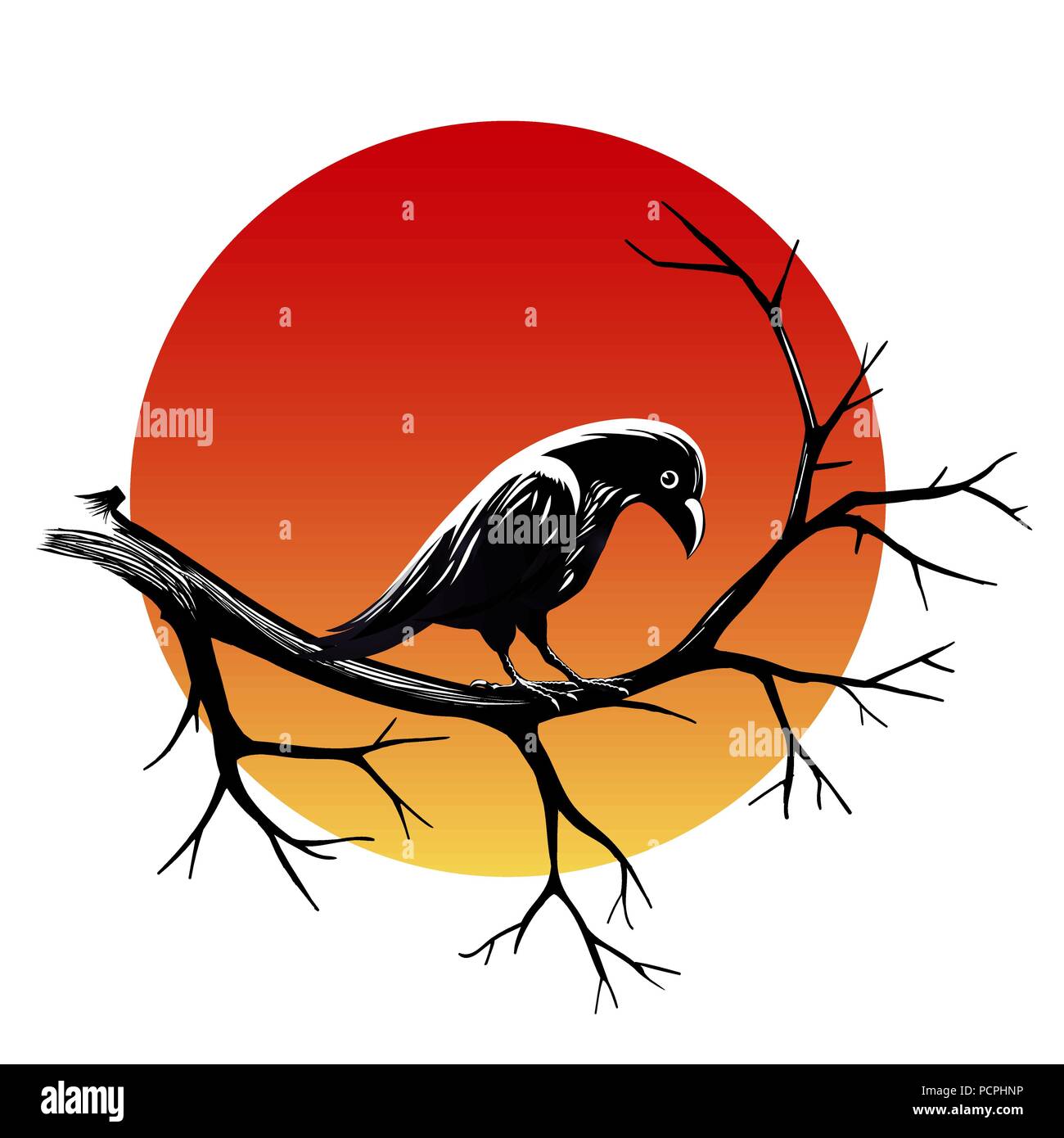 Raven sitting on Stock Vector Images - Alamy