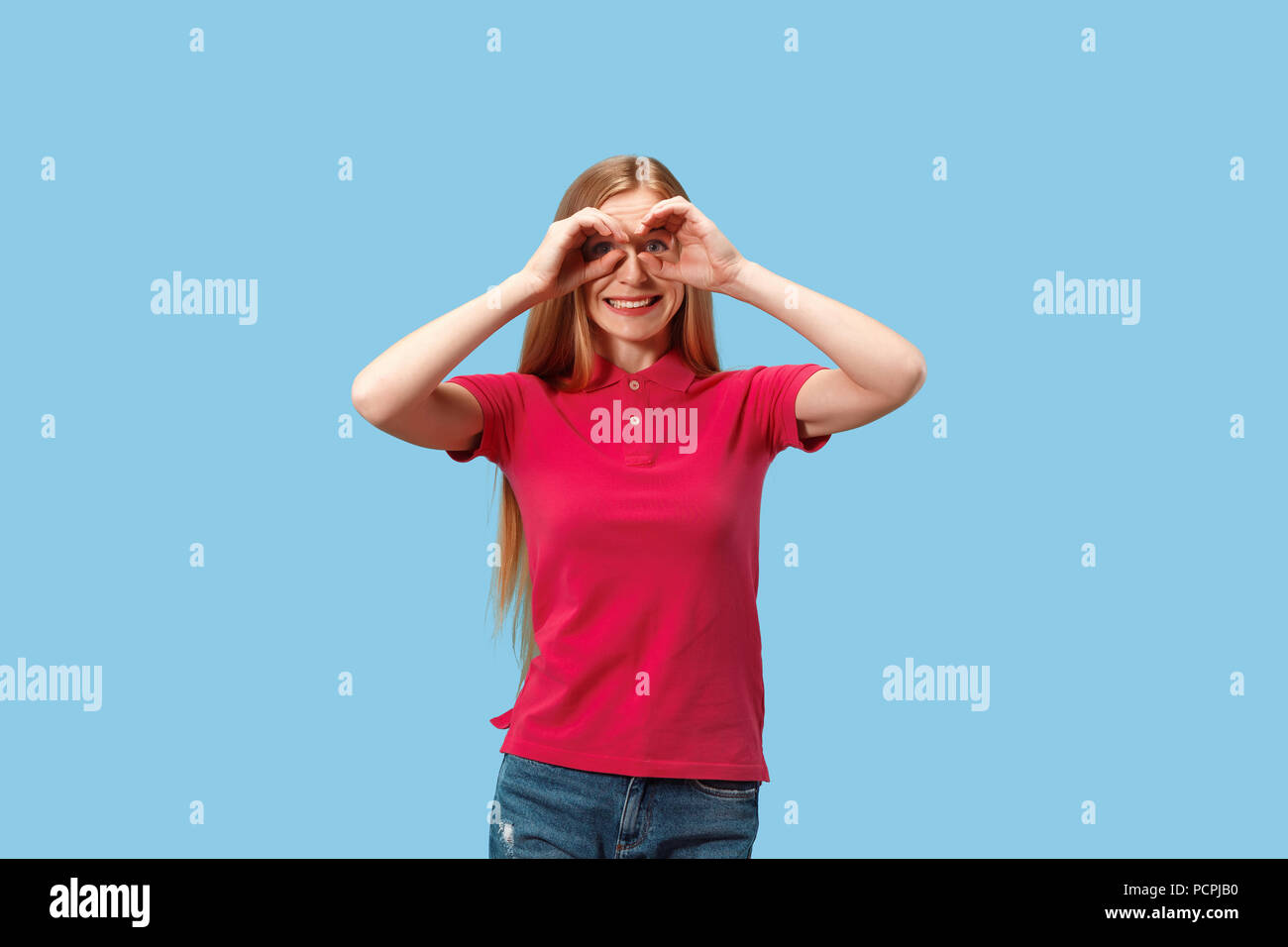 The young beautiful woman looking into the distance Stock Photo - Alamy