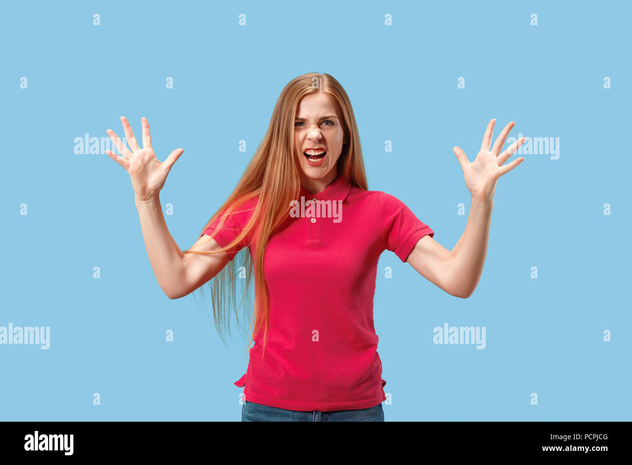 Angry businesswoman scared woman hi-res stock photography and images ...