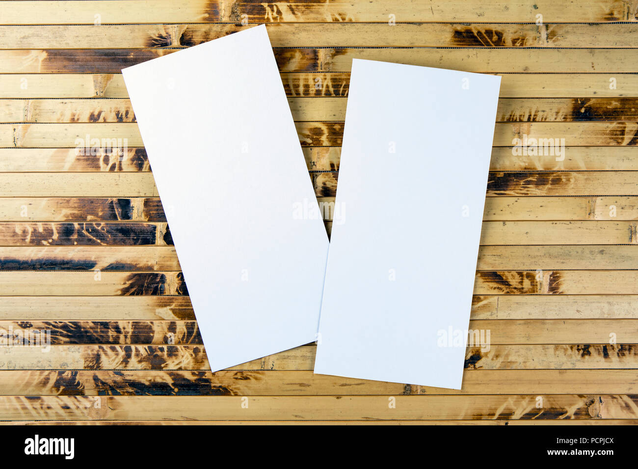 Blank flyer over bamboo background to replace your design Stock Photo ...
