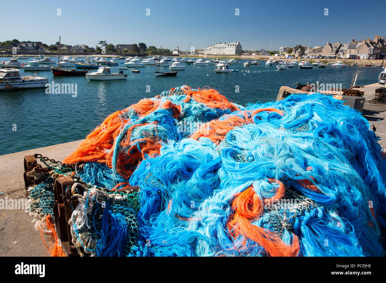 Old discarded fishing gear in Barfleur harbour, Normandy, France Stock ...