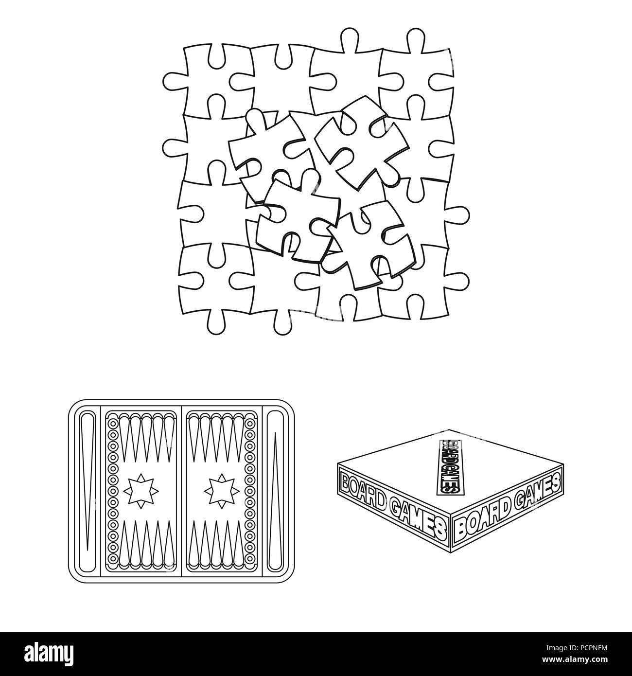 Board game outline icons in set collection for design. Game and ...