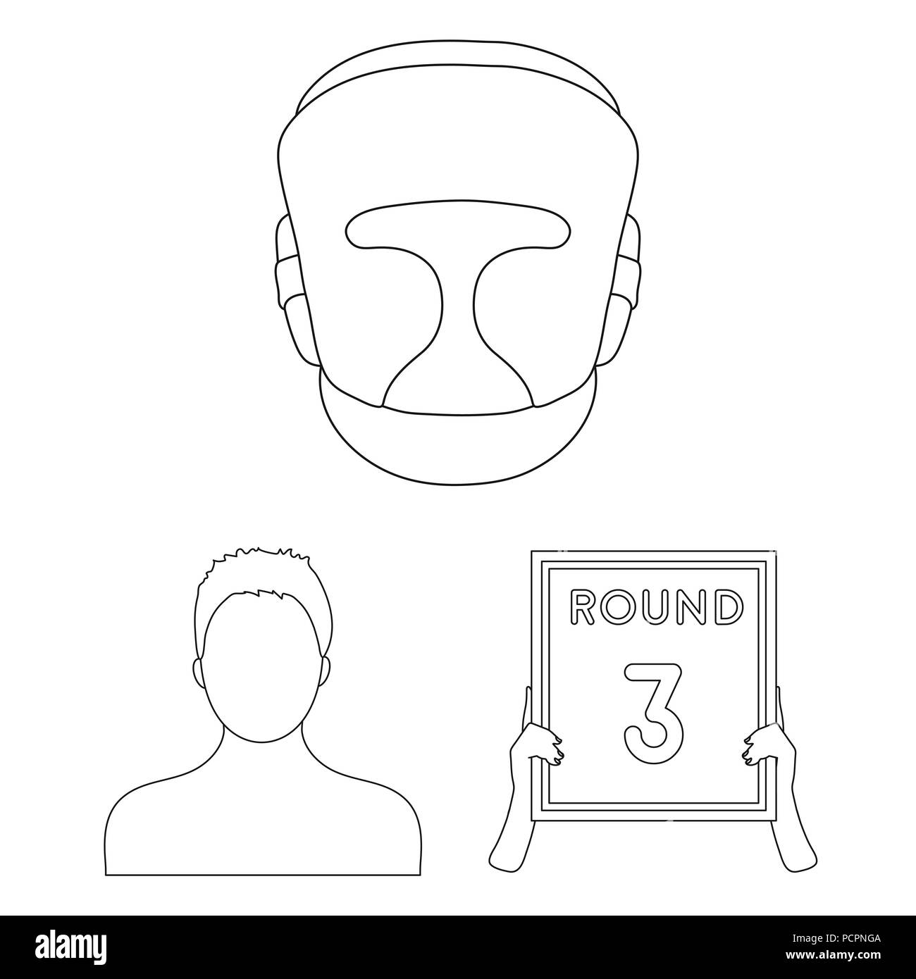 Boxing extreme sports outline icons in set collection for design. Boxer ...