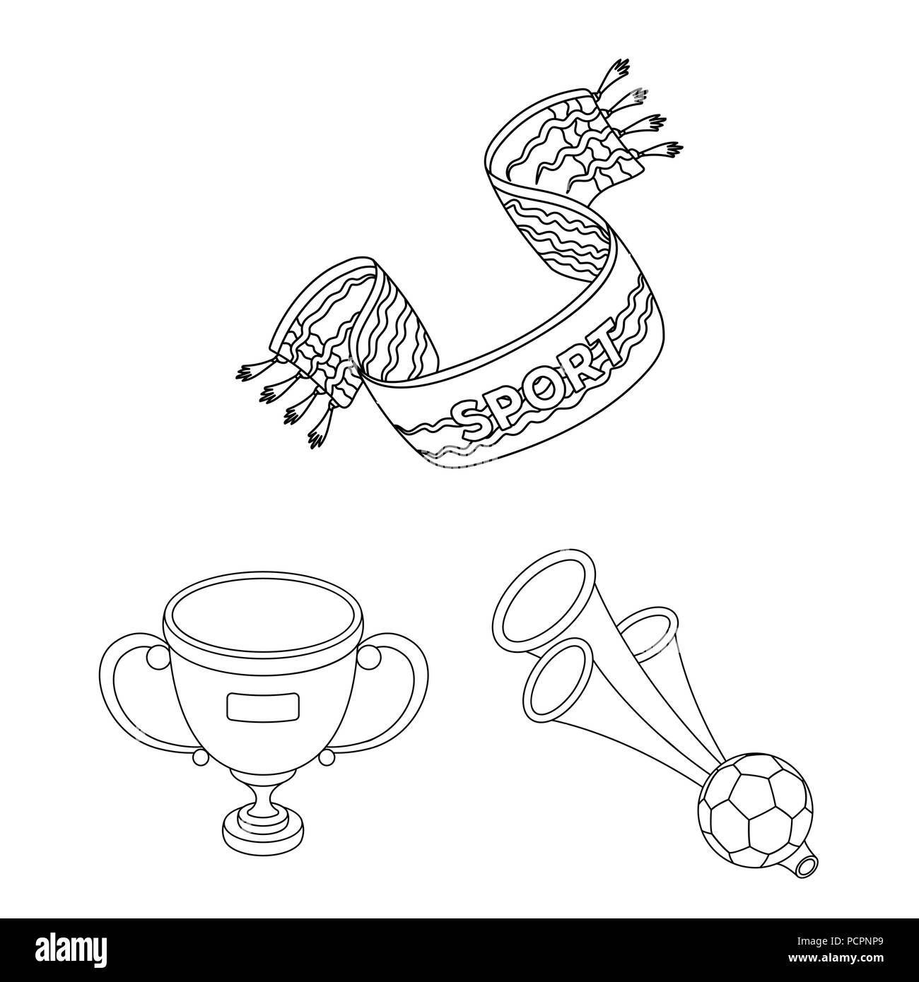 Fan and Attributes outline icons in set collection for design. Sports ...