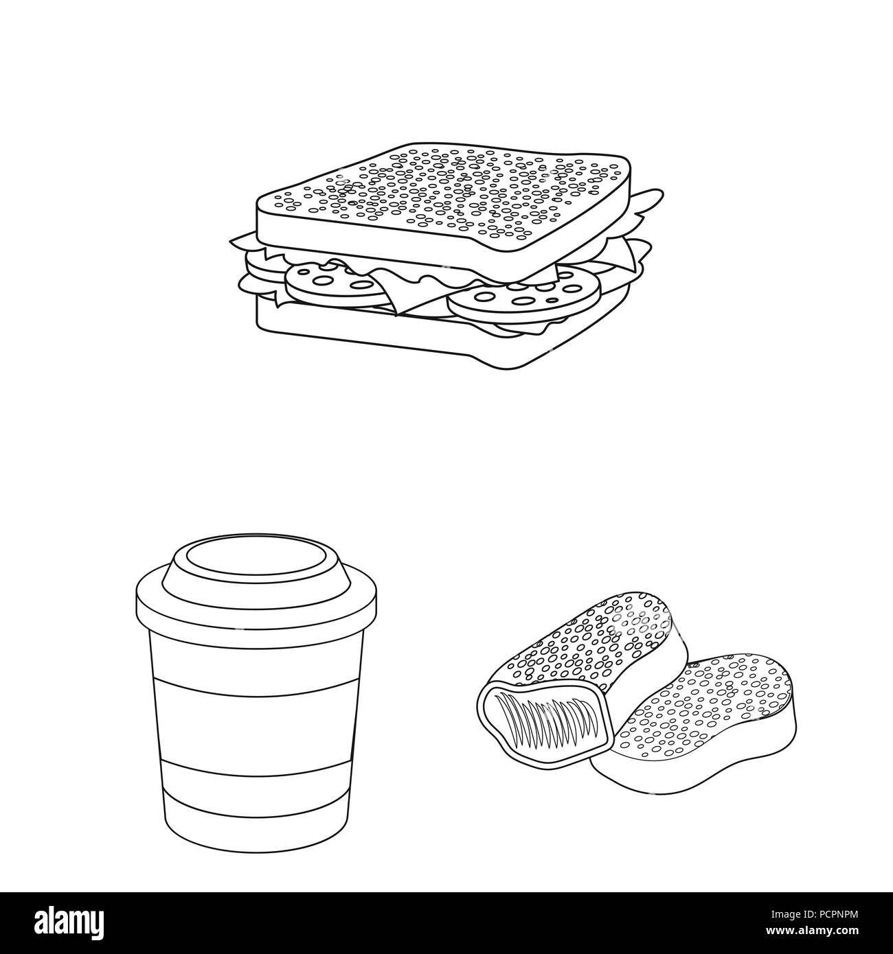 Fast food outline icons in set collection for design.Food from semi ...