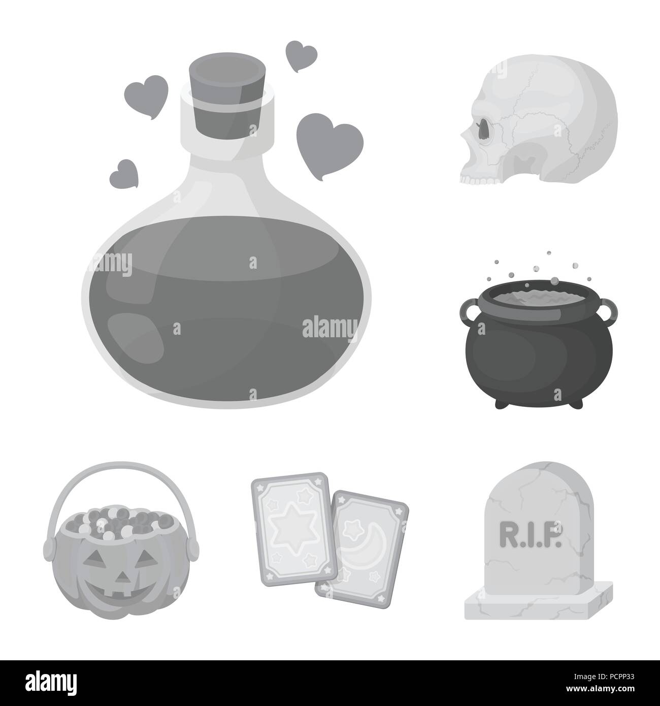 Black and white magic monochrome icons in set collection for design ...