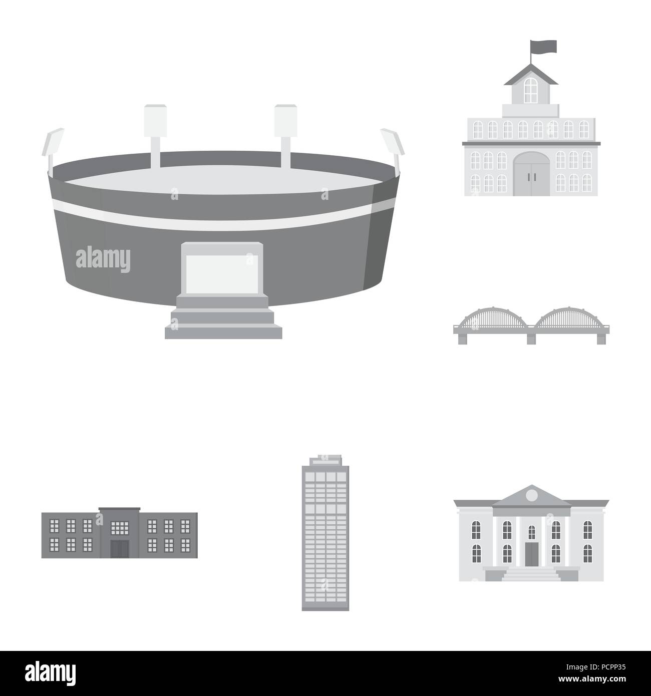 Building and architecture monochrome icons in set collection for design ...