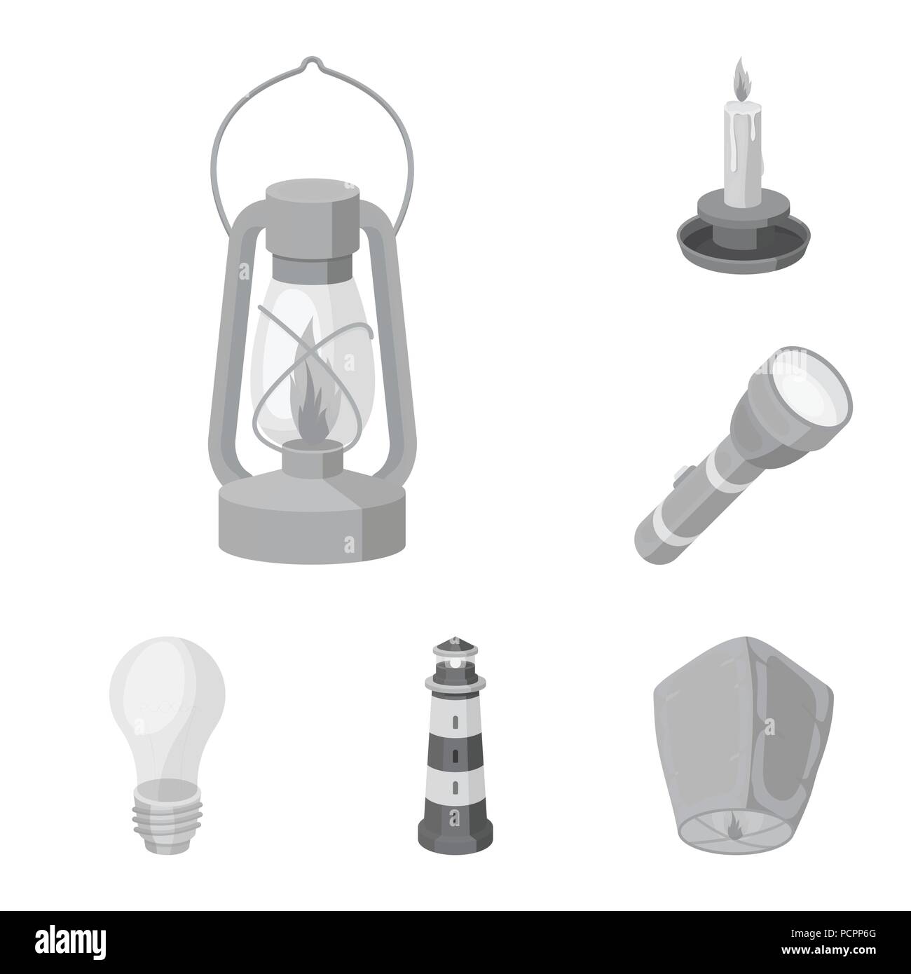 Light source monochrome icons in set collection for design. Light and ...
