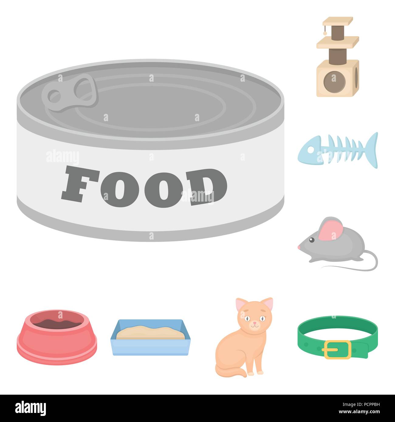An animal cat cartoon icons in set collection for design. Caring for a ...