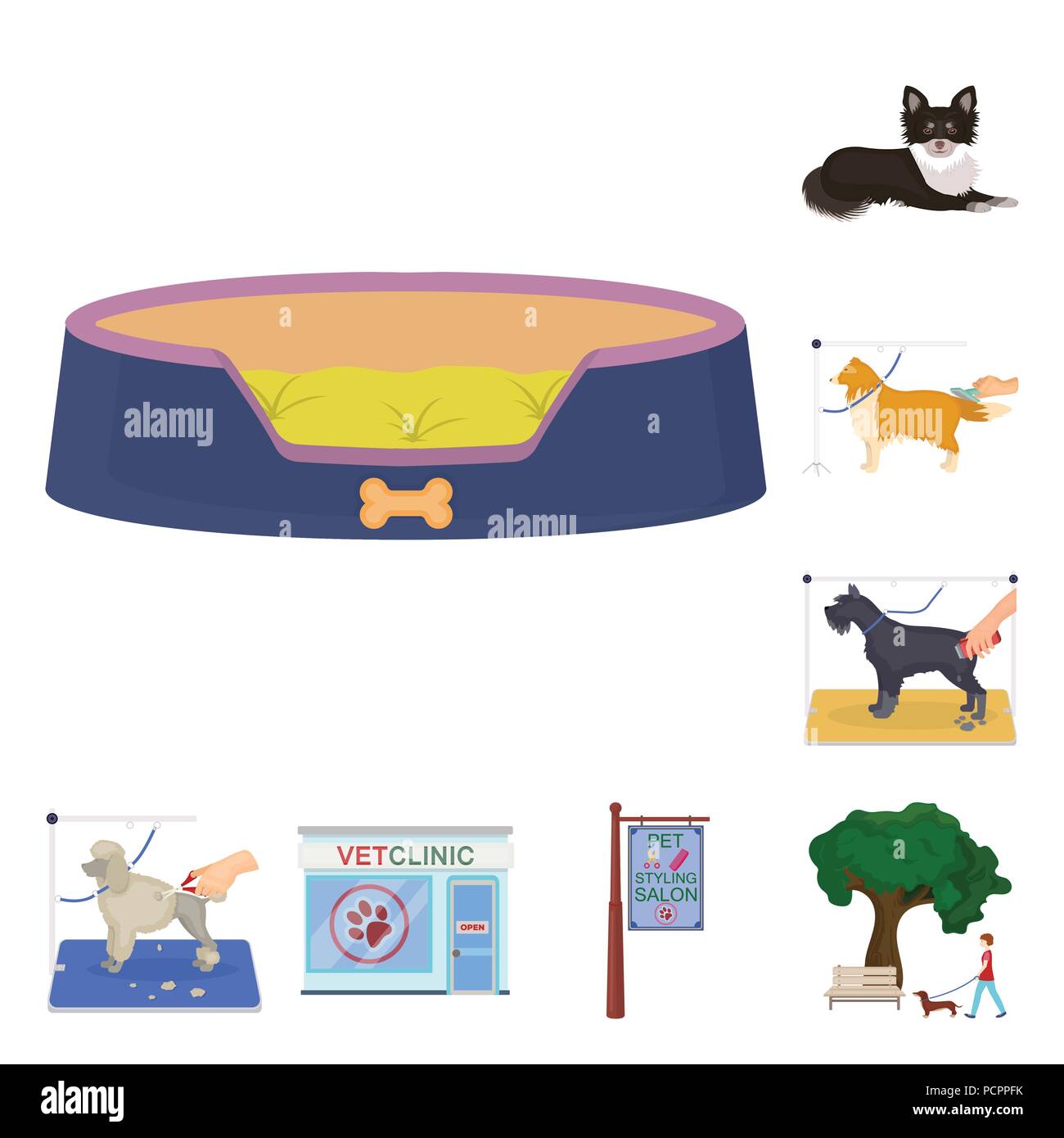 Pet cartoon icons in set collection for design. Care and education ...