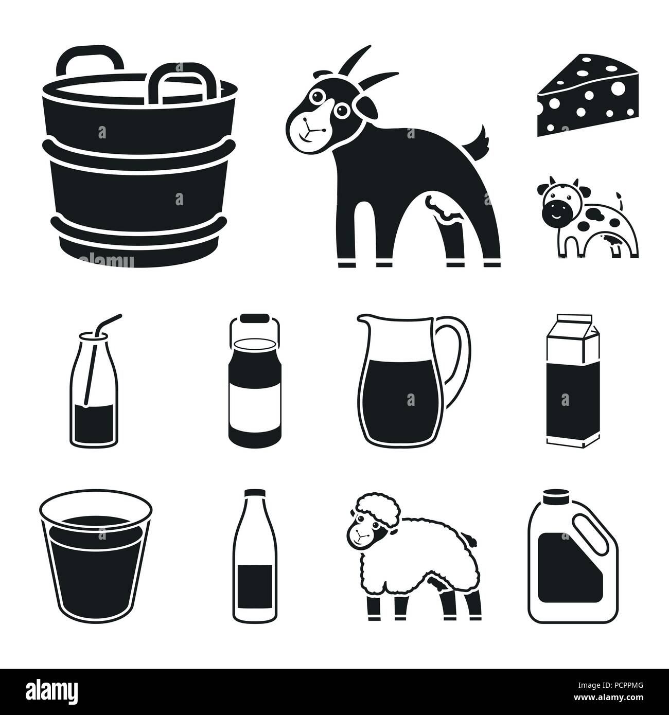 Milk product black icons in set collection for design.Milk and food ...