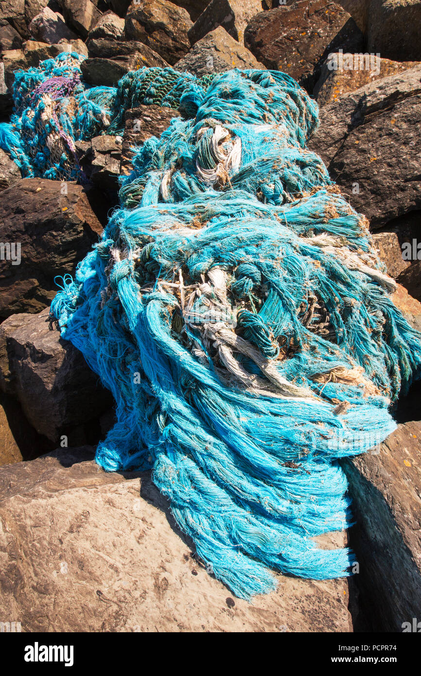 Old discarded fishing gear washed ashore in Barfleur, Normandy, France ...