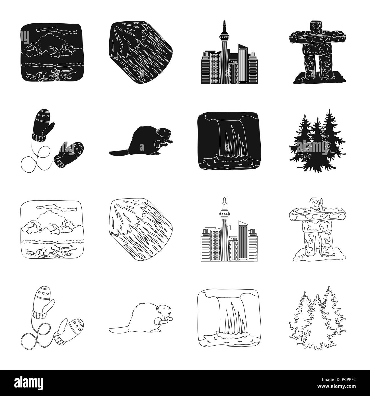 Canadian fir, beaver and other symbols of Canada.Canada set collection ...