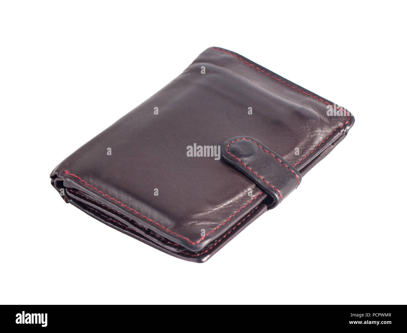 Old brown leather wallet isolated on white background Stock Photo - Alamy
