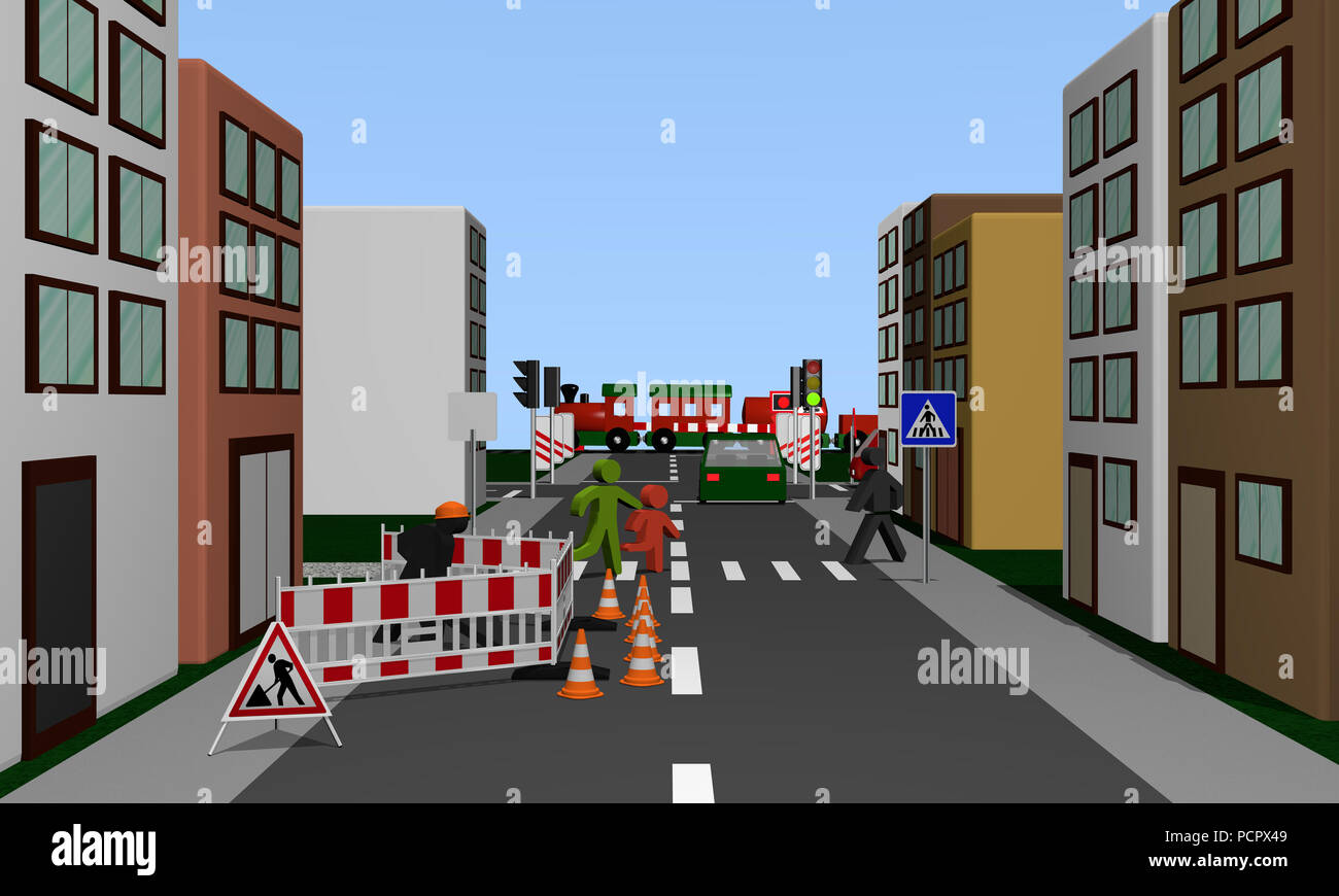 3d pedestrian crossing street hi-res stock photography and images - Alamy