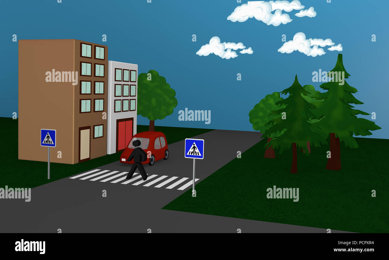 Pedestrian Crossing Illustration High Resolution Stock Photography and ...