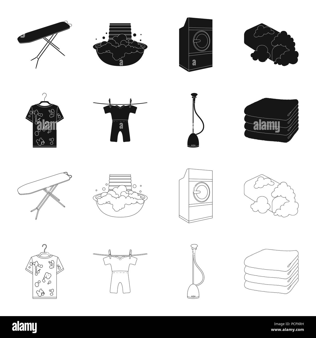 Vacuum cleaner, a stack of cloth, dirty and clean things. Dry cleaning ...