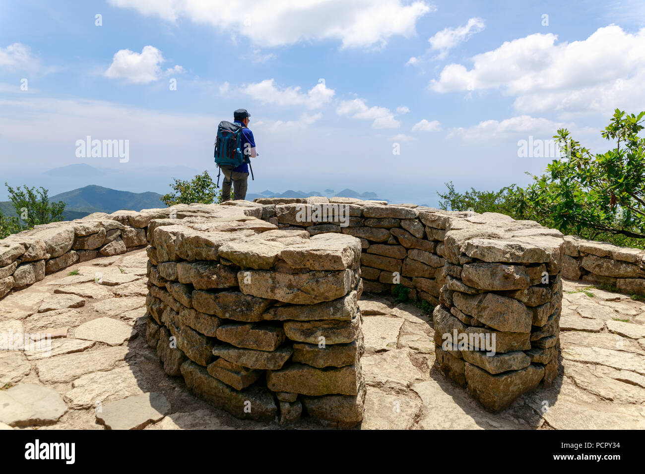Namhae, South Korea - July 29, 2018 : Old watchtower near Boriam temple ...
